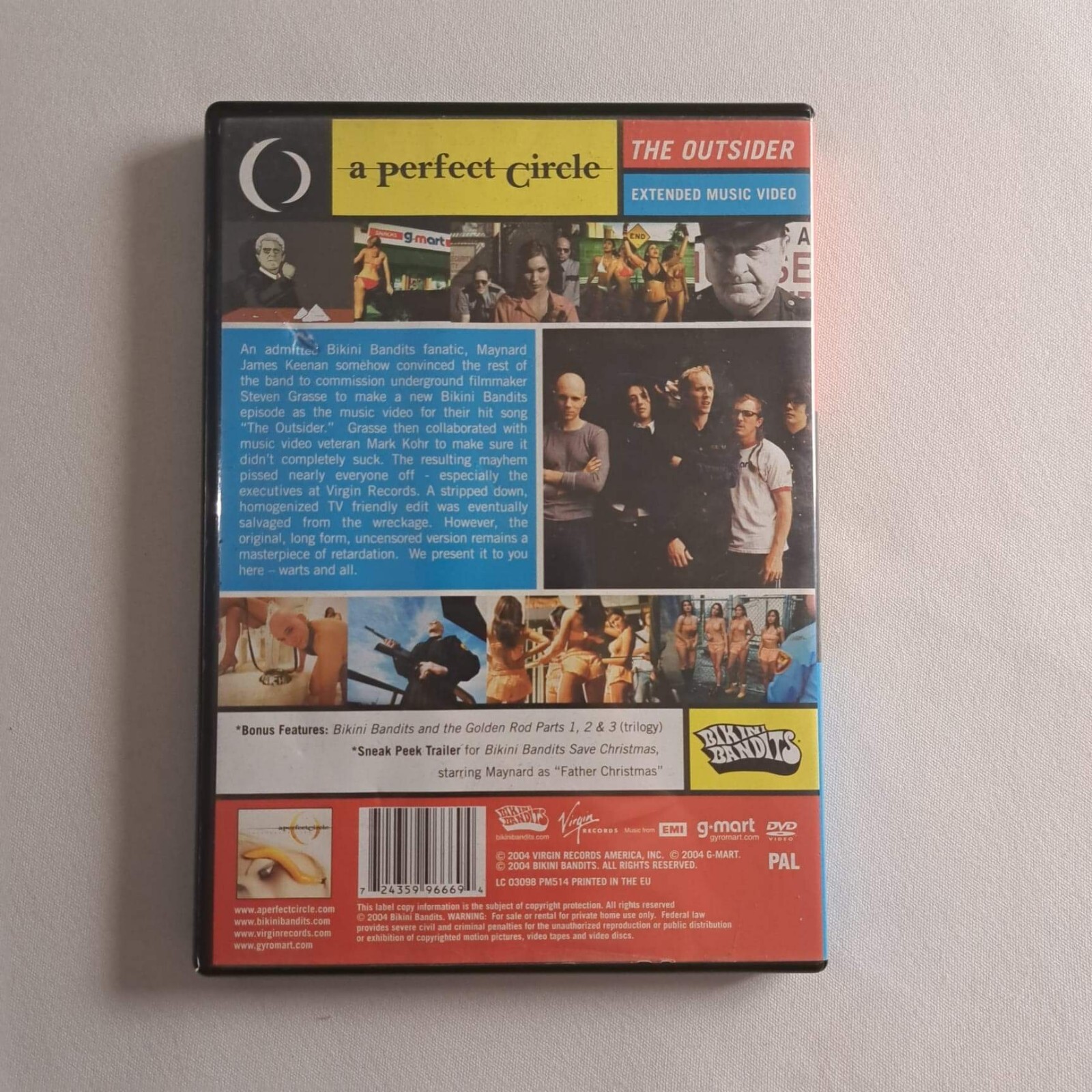 A Perfect Circle - The Outsider DVD. RARE Uncut The Outsider Video Clip ...
