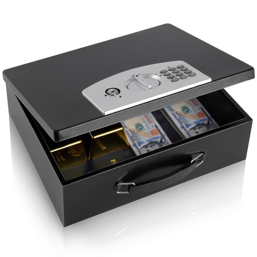 Portable Metal Safe Box with Digital Code Lock,Fire Resistant Storage ...