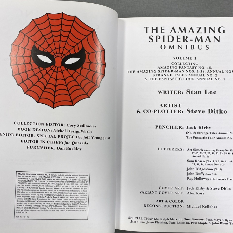 Marvel Comics The Amazing Spider-Man Omnibus Vol. 1 Hardcover 2007 RARE ...