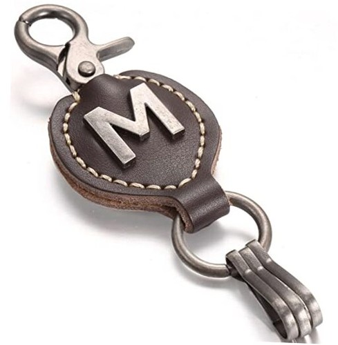 Leather Keychain For Men, Single Letter Alphabet with One Size M - Rich ...