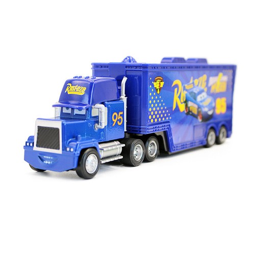 Pixar Cars Blue NO.95 Lightning Mcqueen Car & Mack Truck 1:55 Diecast ...