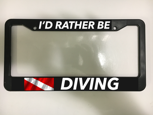 I'D RATHER BE DIVING SCUBA DIVE OCEAN SEA LAKE Black License Plate ...