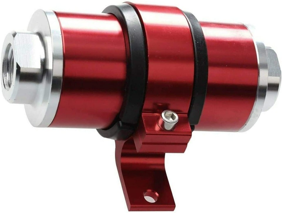 RED 30 MICRON INLINE FUEL/PETROL FILTER&BRACKET BILLET ALUMINUM AN6/AN8 ...
