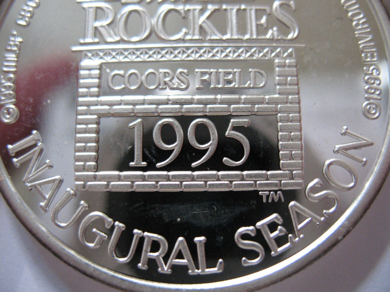 1995 COORS FIELD OPENING SEASON COORS FIELD ROCKIES BASEBALL SILVER ...