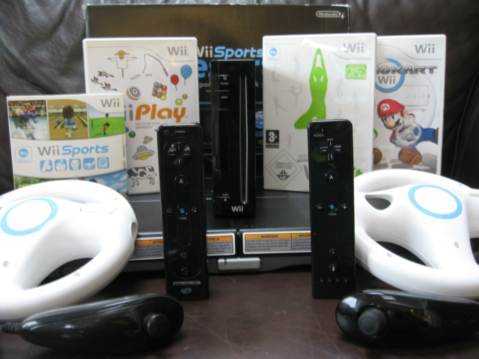 Nintendo Wii Console + Games + Mario Kart 2 Remotes +Wii Fit Board ...