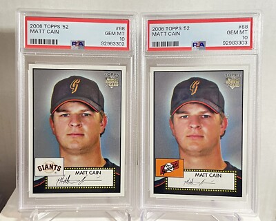 (2) 2006 Topps Matt Cain Rookie PSA10 POP3 Vintage SF Giants Logo ...