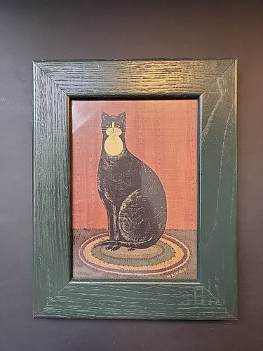 Warren Kimble American Folk Artist Framed Tuxedo Cat 9.5X7.25 | eBay