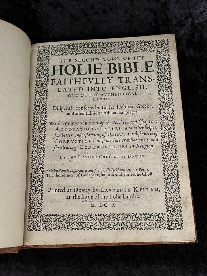 1610 FIRST ED Roman Catholic BIBLE Old Testament ENGLISH Doway FINE ...