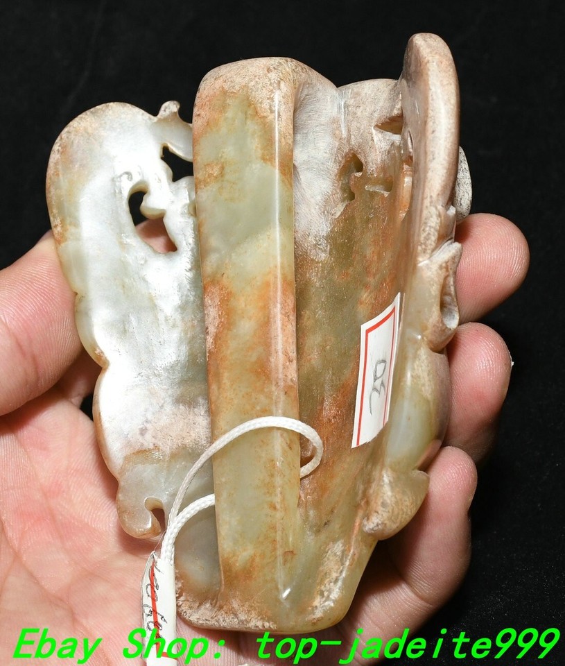 3.6''Chinese Hongshan Culture Hetian Jade Carving People Person Face ...