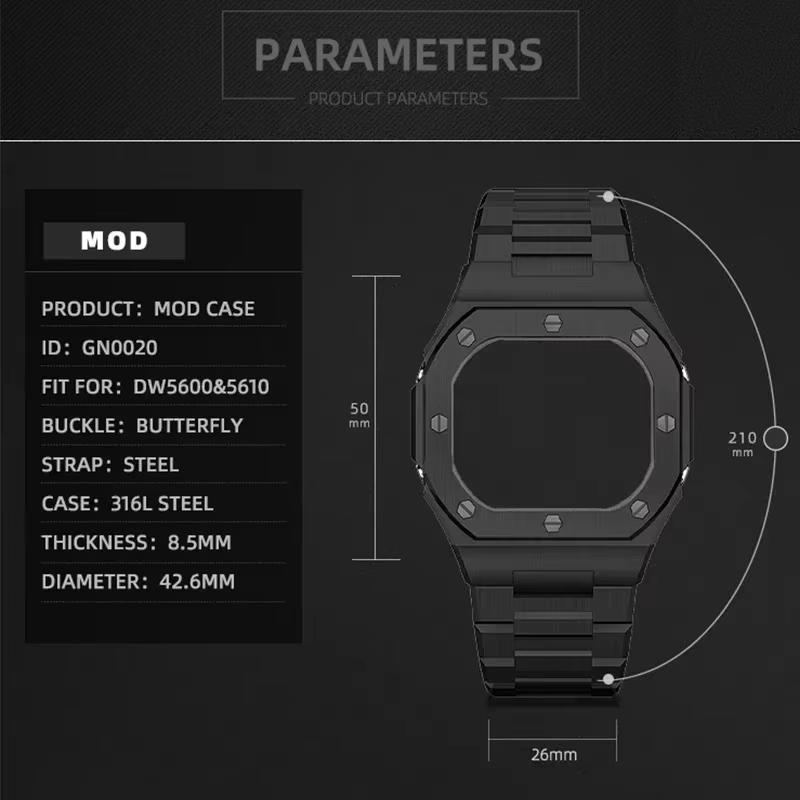 Casioak Metal Bezel Strap for DW5600 5610 Modification Mod Kit ...