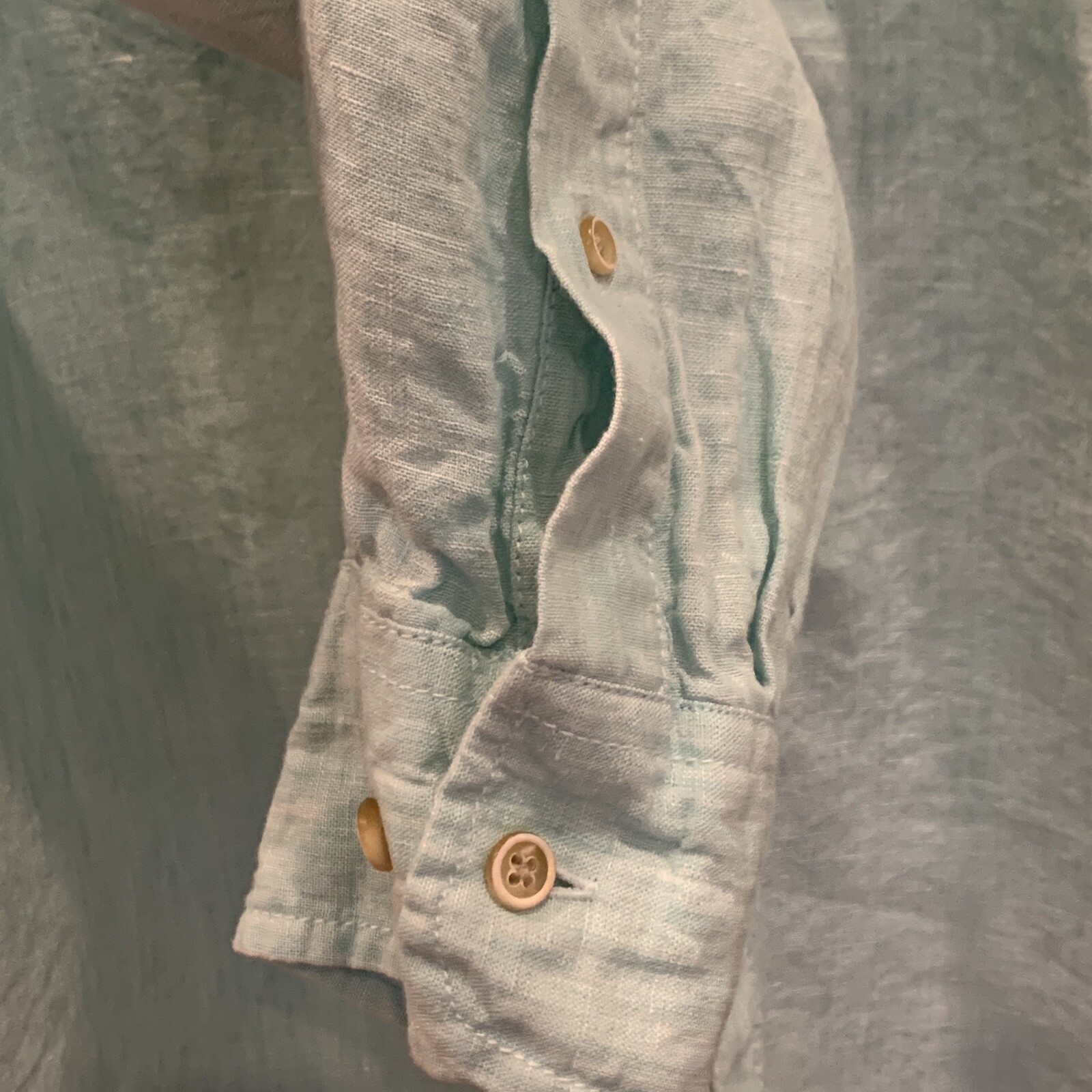 Islander 100% Linen Pilot Shirt Mens M Button Front Roll Tab Long ...