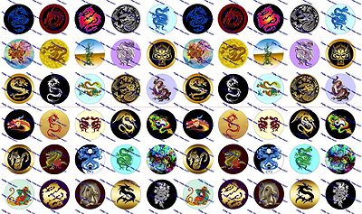 60 Precut 1" DRAGONS Bottle cap Images Set A | eBay