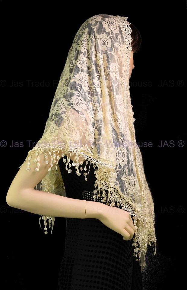 Triangle Lace Scarf Catholic Latin Mass Shawl Chapel Veil Mantilla ...