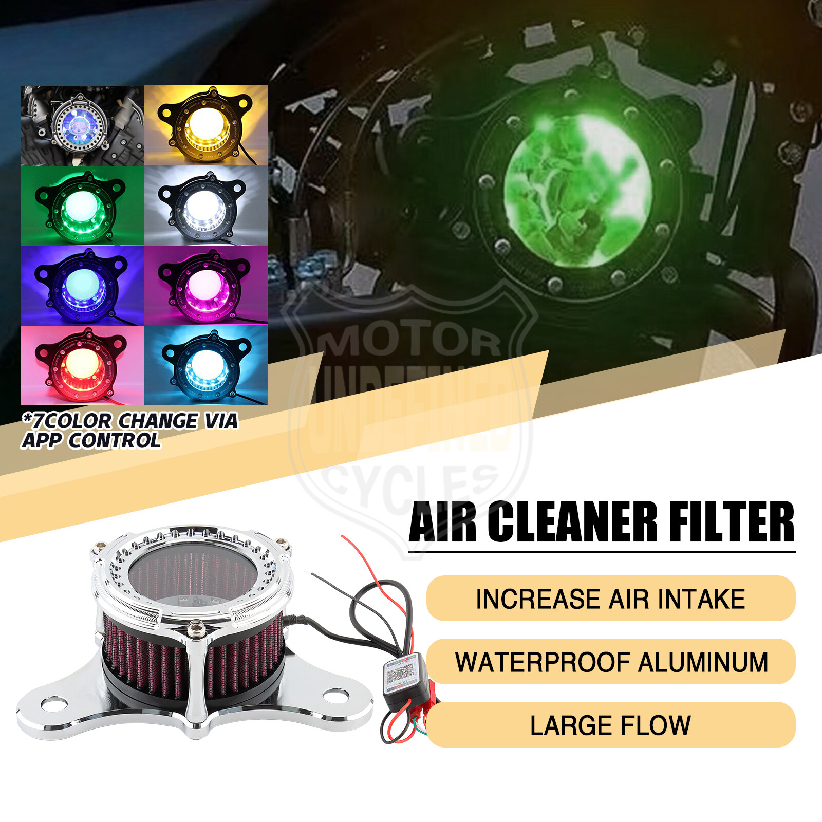 LED Air Cleaner Intake Filter Kit Mini For Harley Softail Dyna Touring ...