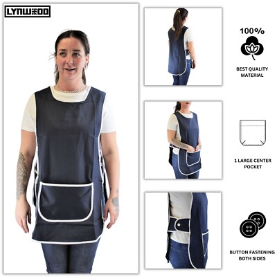 LADIES WOMEN TABARD APRON OVERALL KITCHEN CATERING CLEANING BAR PLUS ...