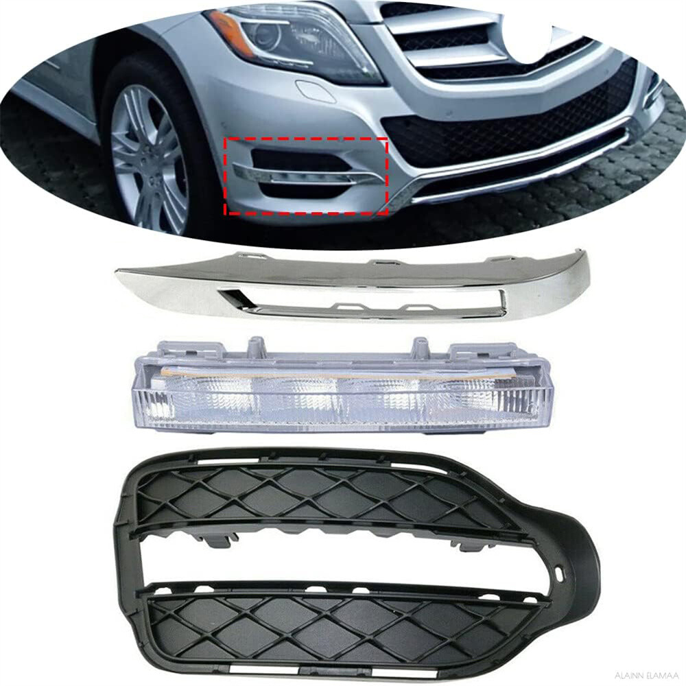 3Pcs Right Front Fog Light w/ Bezel Trim For Mercedes Benz X204 GLK350 ...