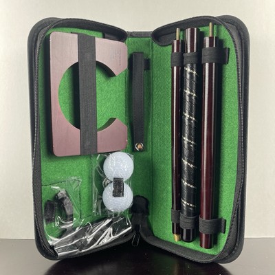 Indoor Executive Golf Putter Set Travel Kit in Carry Case Wooden Cup 2 ...