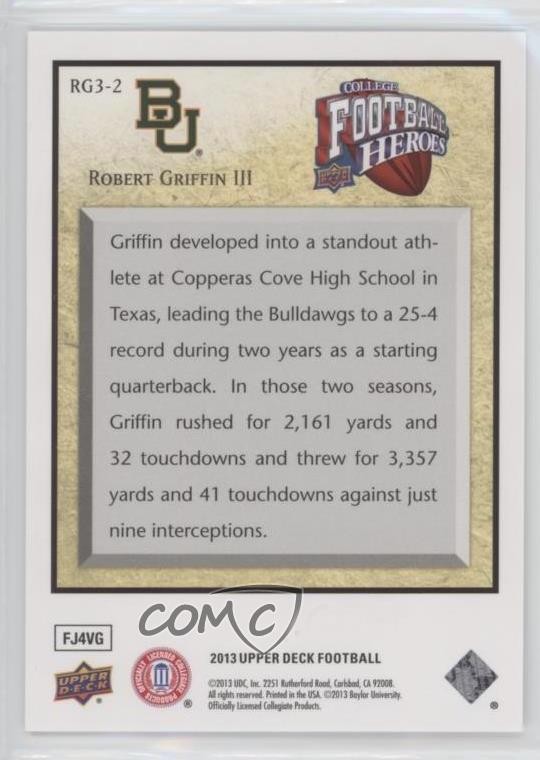 2013 Upper Deck College Football Heroes Robert Griffin III #RG3-2 | eBay