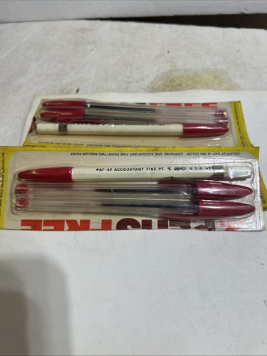 Vintage Red Bic Accountant Fine Point Pen Plus 2 Free Red Pens NOS 3 ...