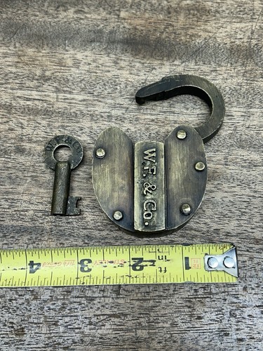 VINTAGE WELLS FARGO CO. CAST BRASS PADLOCK WITH KEY ~ ANTIQUE! | eBay