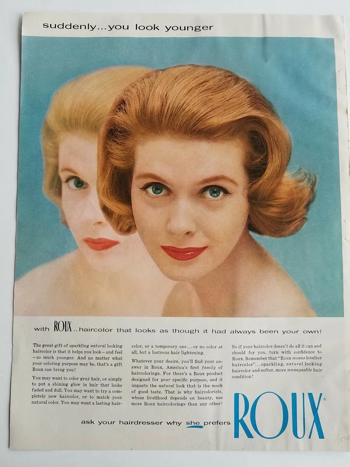 1957 Roux hair color suddenly you look younger redhead blue eyes ...