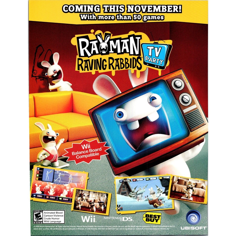 Wii Game Rayman Raving Rabbids TV Party 2009 Minnesota Wild Program Ad ...