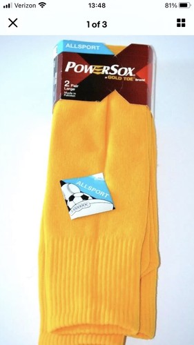 PowerSox Gold Toe 2 Pack Gold Socks All Sports Large /work Socks High ...