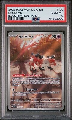 PSA 10 GEM MINT Mr. Mime 179/165 Illustration Rare Pokemon Scarlet ...