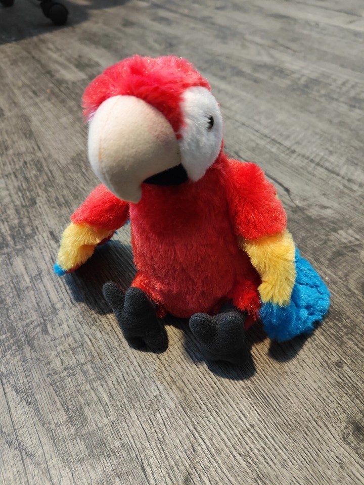 Wild Republic Parrot Scarlet Macaw Plush 8” Red Blue Bird Stuffed Animal Toy | eBay