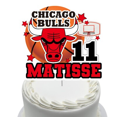 Chicago Bulls Basketball Cake Topper. Personalised Lolly Loot Bag Party ...