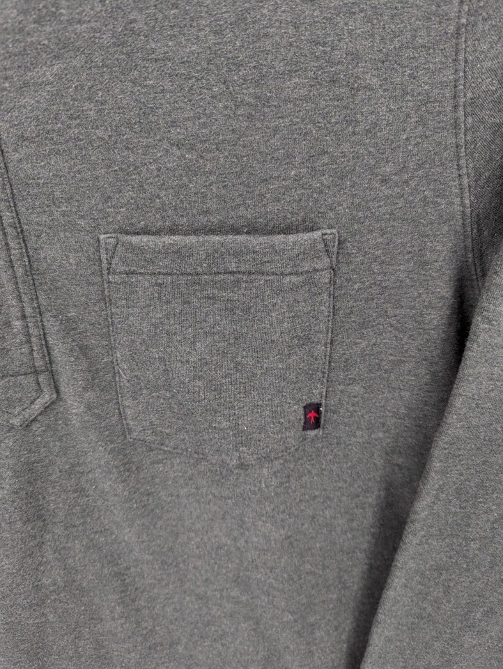 Relwen Men's Green Long Sleeve Heavy Loopback Henley Button Polo Shirt ...