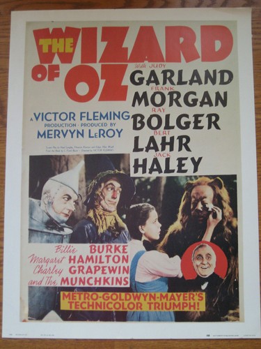 The Wizard of Oz Large 25" X 19" ORIGINAL VTG Poster IRA ROBERTS ...