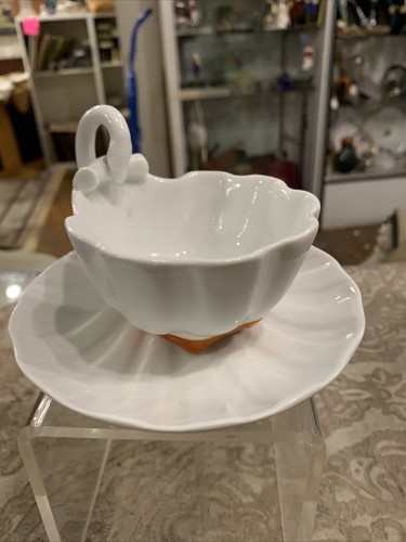 vintage italian seashell pottery cup & saucer set | eBay