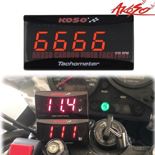 KOSO RPM Digital Inductive Tachometer Motorcycle Red Digital Hour Tach ...