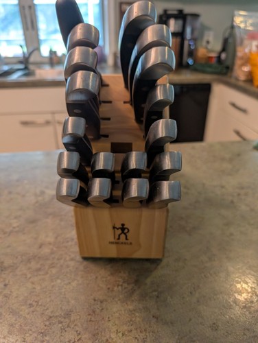 J.A. HENCKELS Stainless Steel Kitchen Knife Cutlery & Wood Block 18pc ...