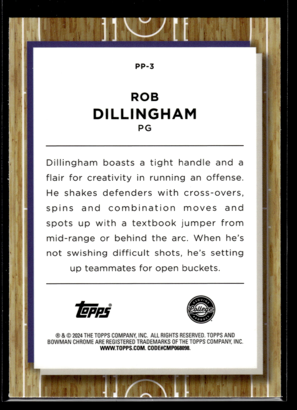 Rob Dillingham 2023-24 Bowman University Chrome Prodigal Playmakers ...