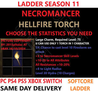 PC PS4 PS5 XBOX SWITCH LADDER Necromancer Torch Necro Diablo 2 ...