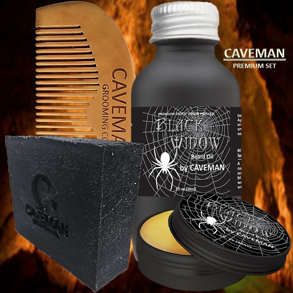 Hand Crafted Caveman™ Beard Hair Mustache Growth Oil Set KIT with Balm ...