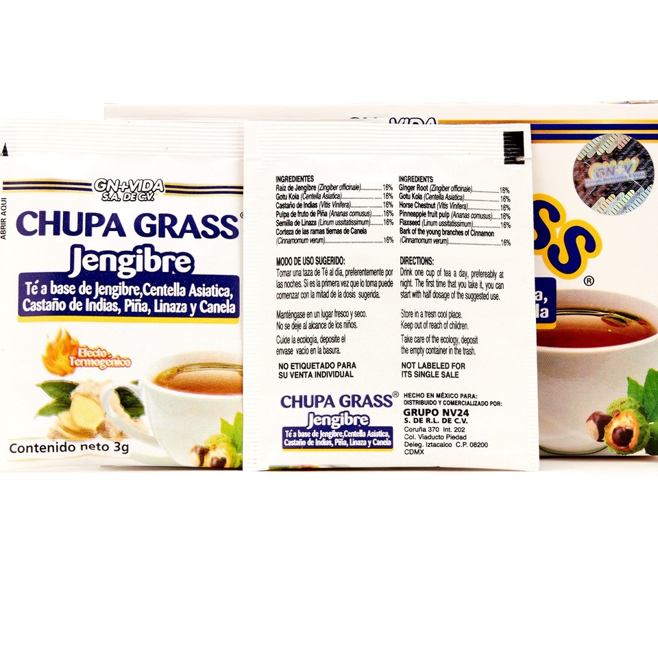 2 PACK Chupa Grass Ginger Jengibre Thermogenic Tea 60 Day Supply Linaza ...