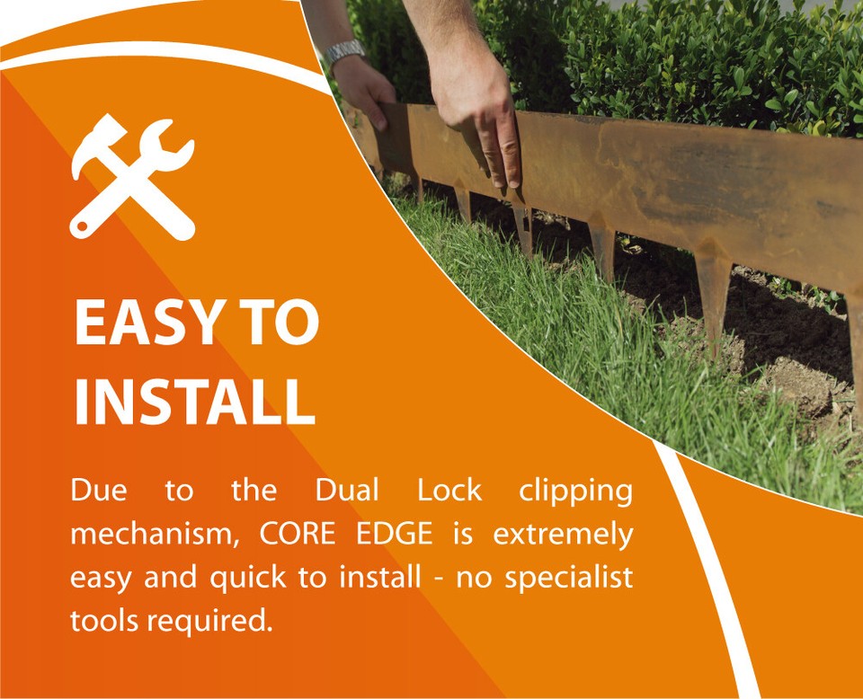 CORE EDGE Flexible Steel Metal Garden Lawn Path Patio Edging - 5 Metres ...