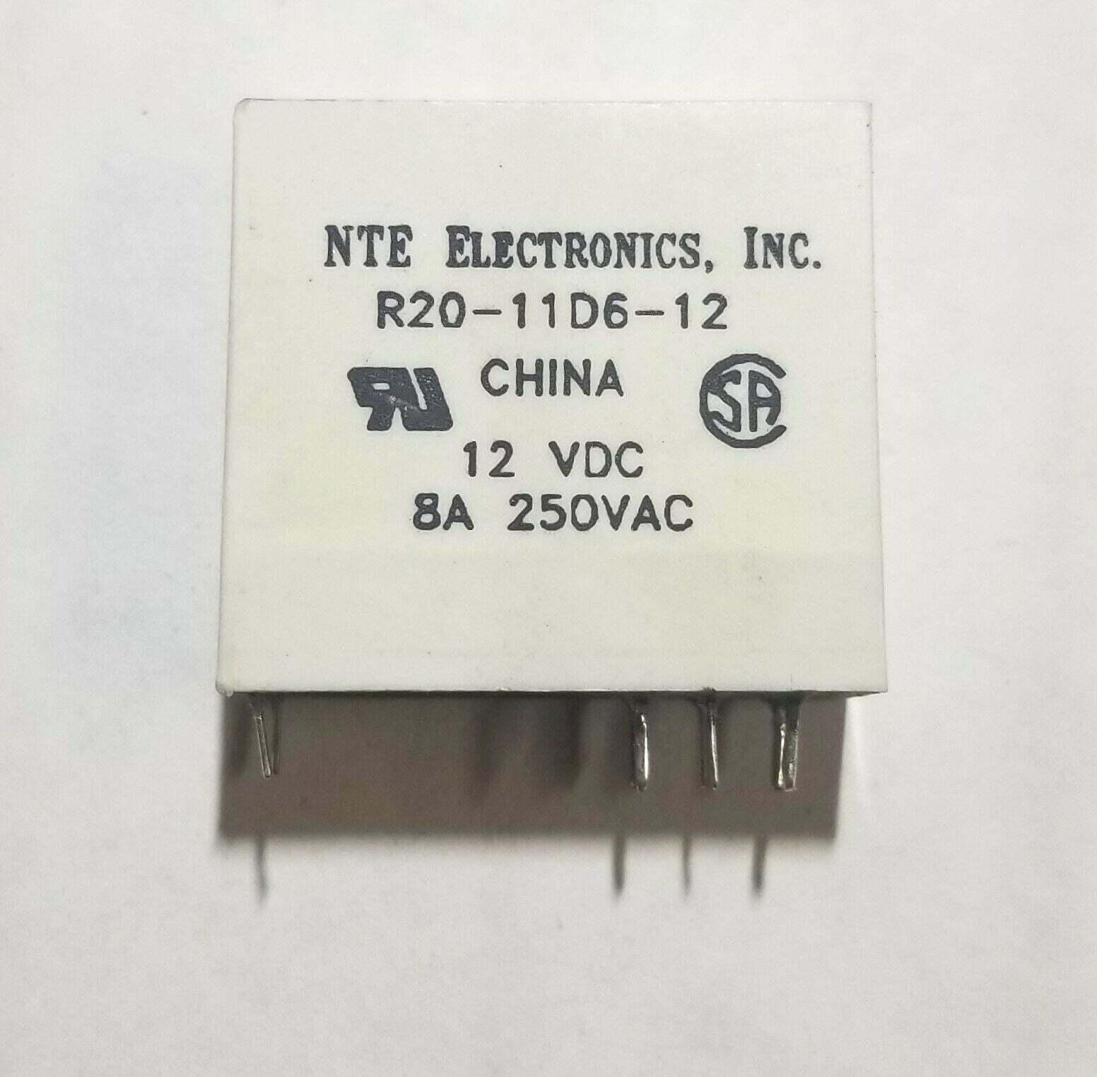 NTE R20-11D6-12 DPDT 12V DC Coil, PC Mount Relay ~ 8A@250V AC or 28V DC ...