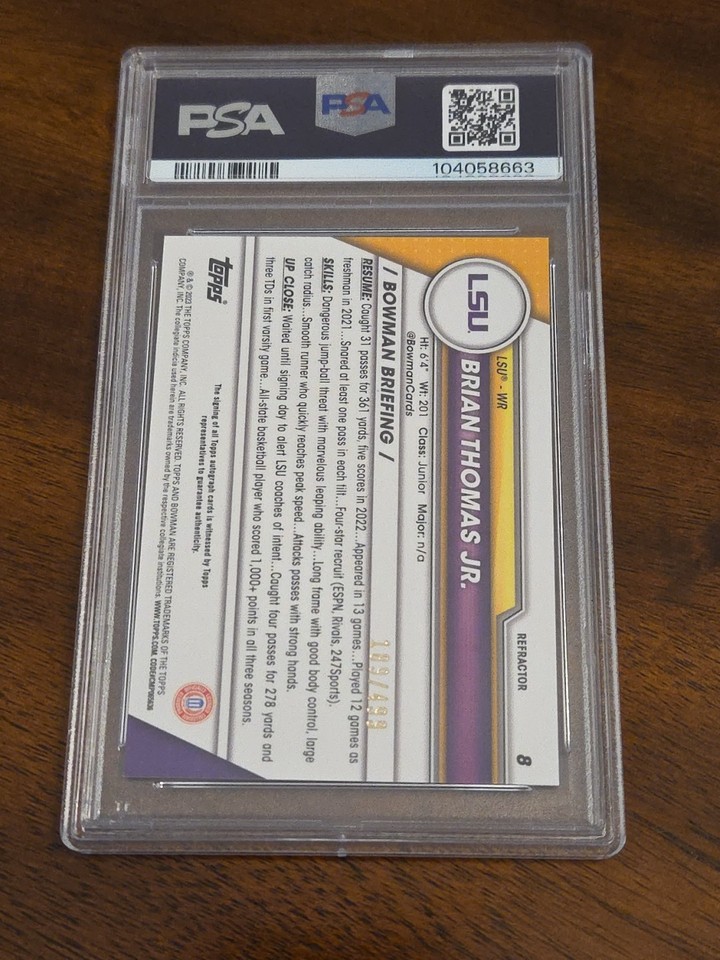 2023 Bowman Chrome U Brian Thomas Jr 1st Auto Refractor /499 PSA 10 LSU ...