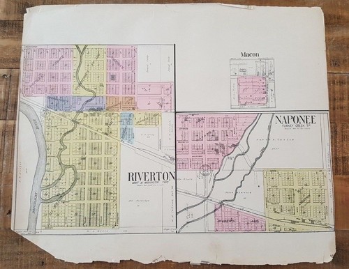 Antique MAP RIVERTON & NAPONEE/Atlas of Franklin Co. Nebraska - Ogle ...