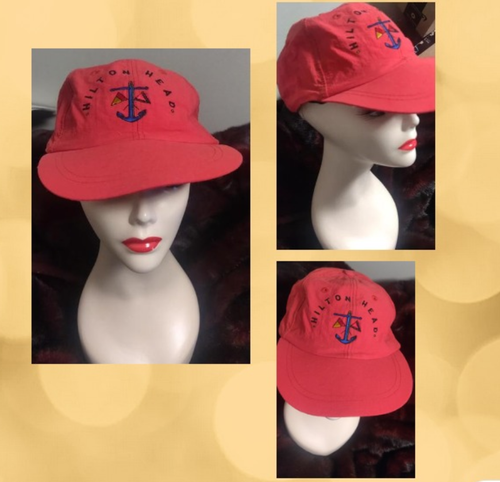 HILTON HEAD Red Hat Cap Womens One Size Vintage 80s | eBay