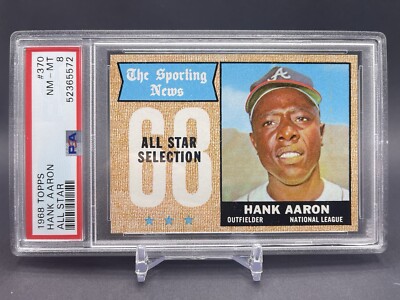 1968 Topps Hank Aaron All-Star #370 PSA 8 NM-MT Atlanta Braves Amazing ...
