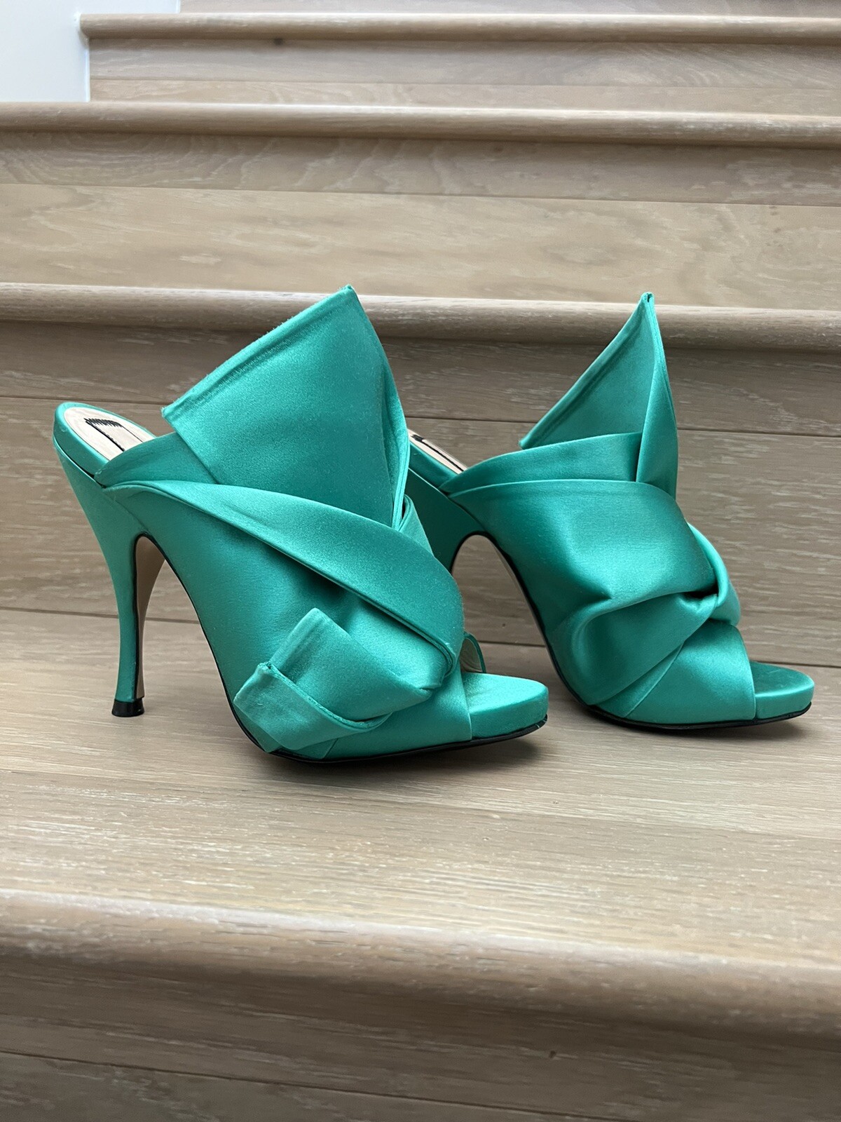 No21 Satin Knotted Emerald Mules - 36.5 NEW W/BOX | eBay