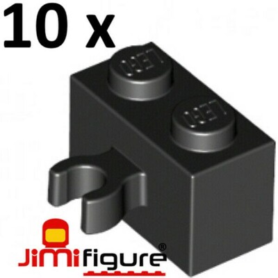 NEW 10 x LEGO 1x2 Modified Brick with Clip Vertical Grip Black 30237 ...
