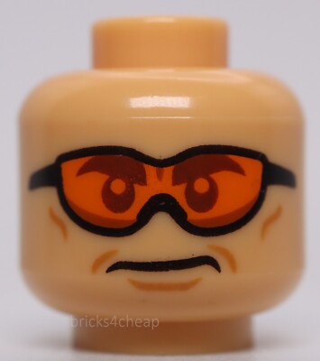 Lego Medium Tan Head Dual Sided Black Eyebrows Cheek Lines Chin Dimple ...