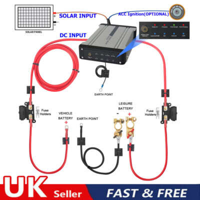 SPLIT CHARGE KIT 12V DUAL BATTERY CHARGER WITH SOLAR MPPT VOLTAGE SENSE ...
