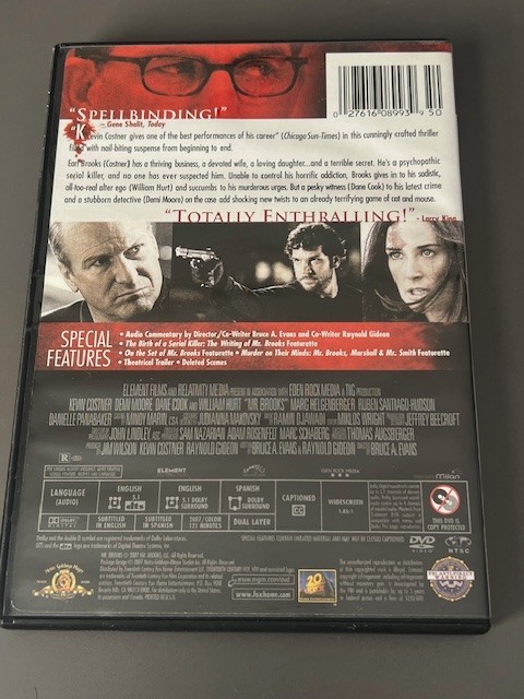 Mr. Brooks (DVD, 2007) Kevin Costner Demi Moore Dane Cook William Hurt ...